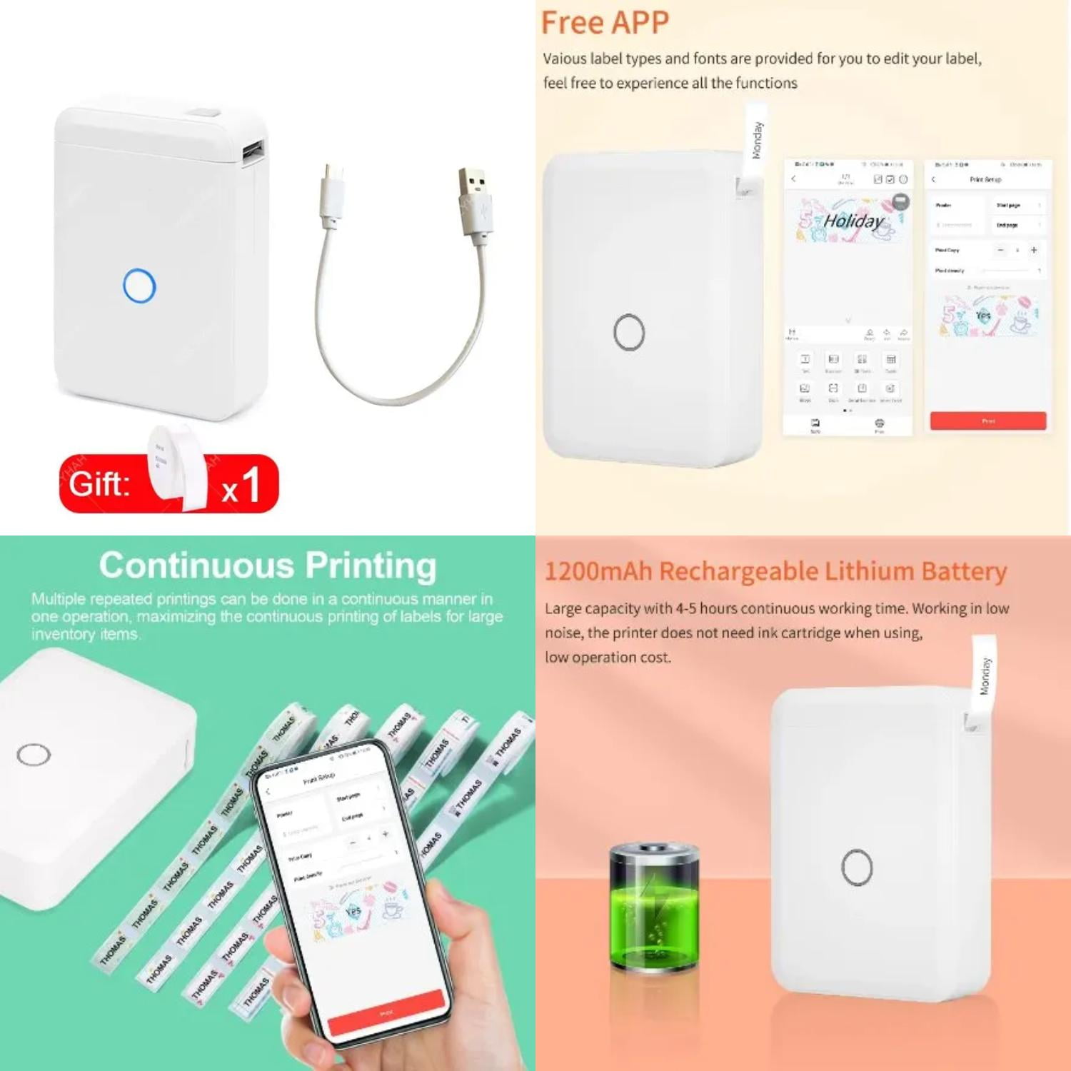 LNGHEJZ Niimbot D110 Paper Sticker Wireless Label Printer Pocket ...