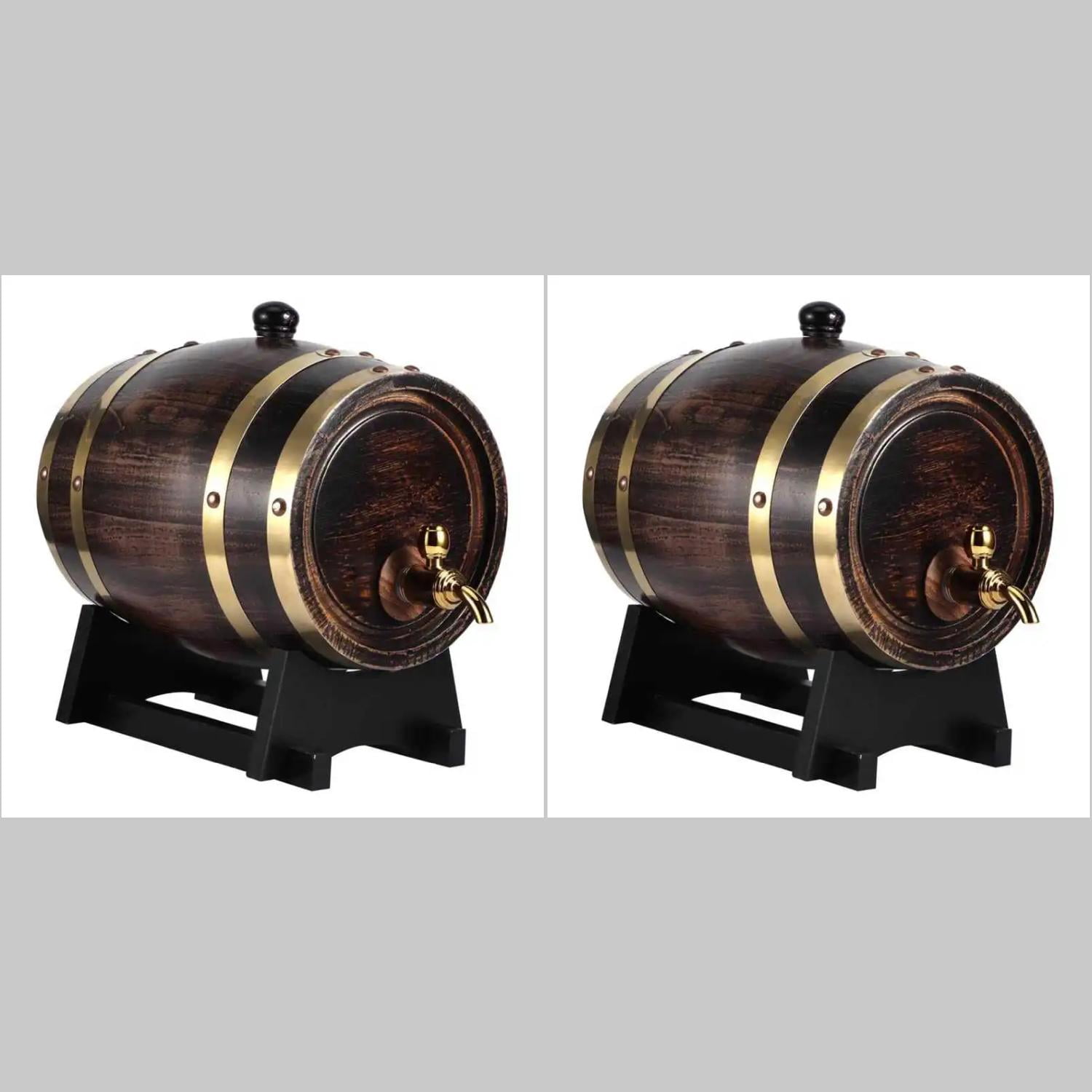 LNGHEJZ Retro Black Striped Wood Wine Barrel with Faucet 3L Oak Red ...