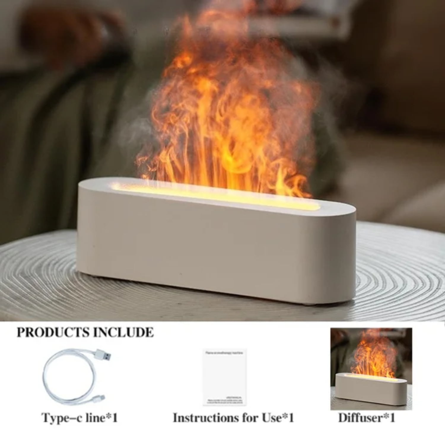 LNGHEJZ Simulate Fire Effect Flame Night Light 2024 Ultrasonic Cool ...