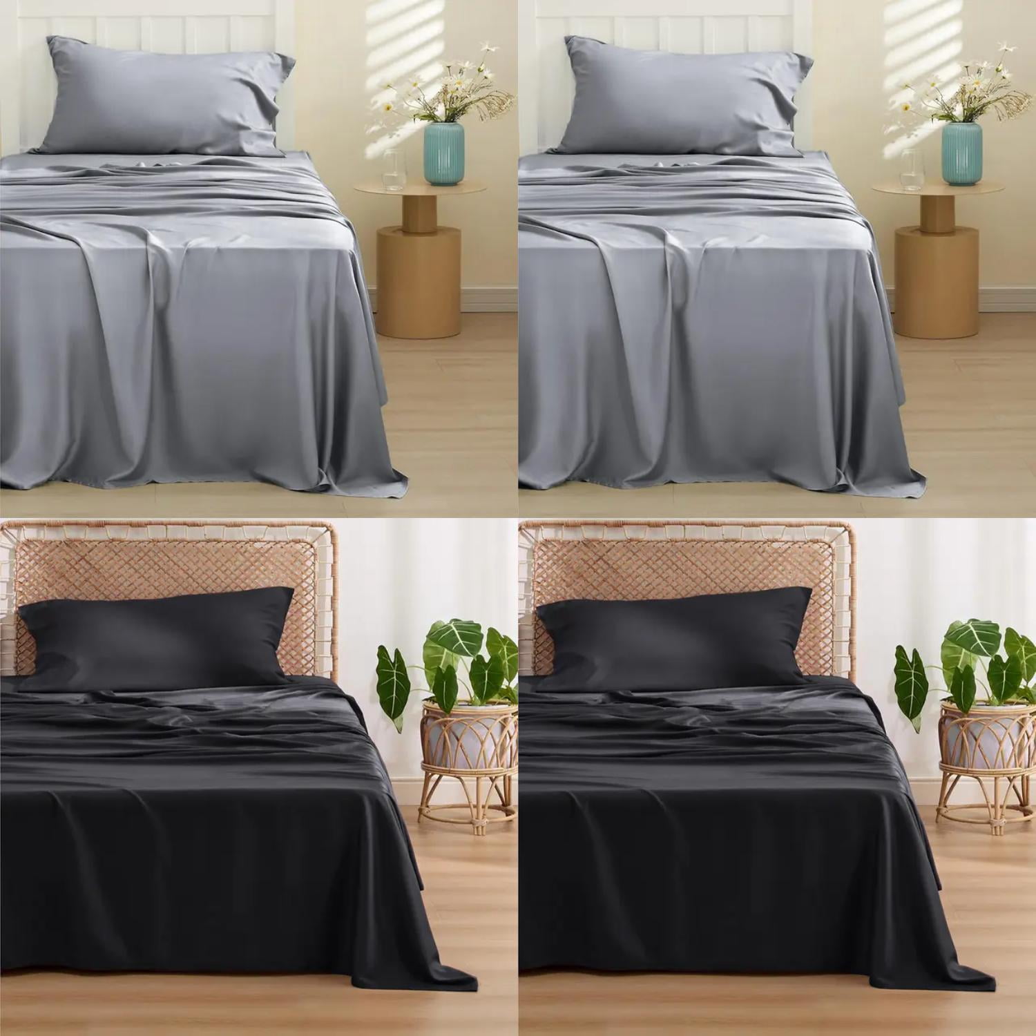 LNGHEJZ Soft and Breathable Cooling Bamboo Rayon Sheet Set with Deep ...
