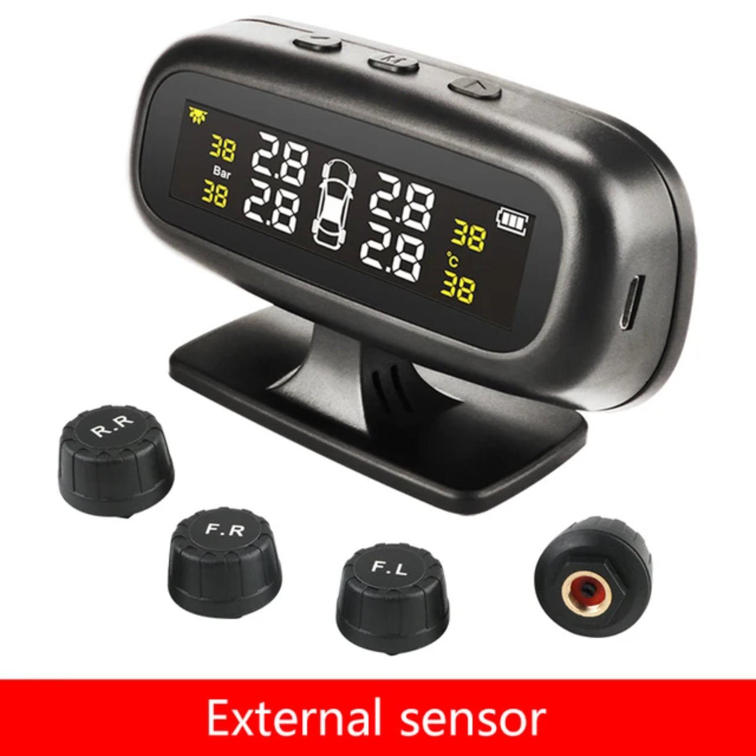 LNGHEJZ Solar TPMS Car Tire Pressure Alarm Monitor System Display Intelligent Temperature ...