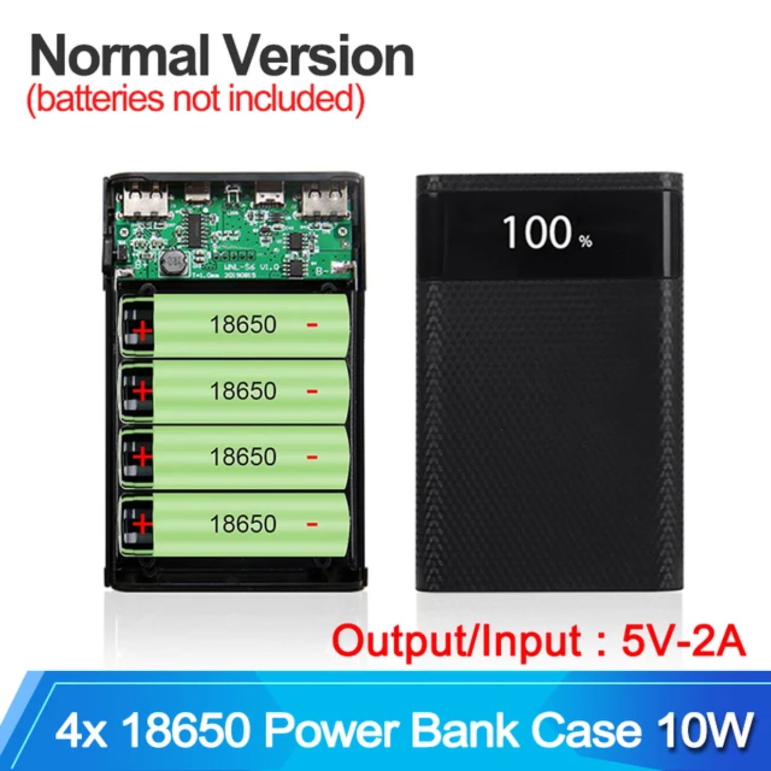 LNGHESM 18650 Battery DIY Power Bank Case Charge Box 5V Dual USB Type C ...