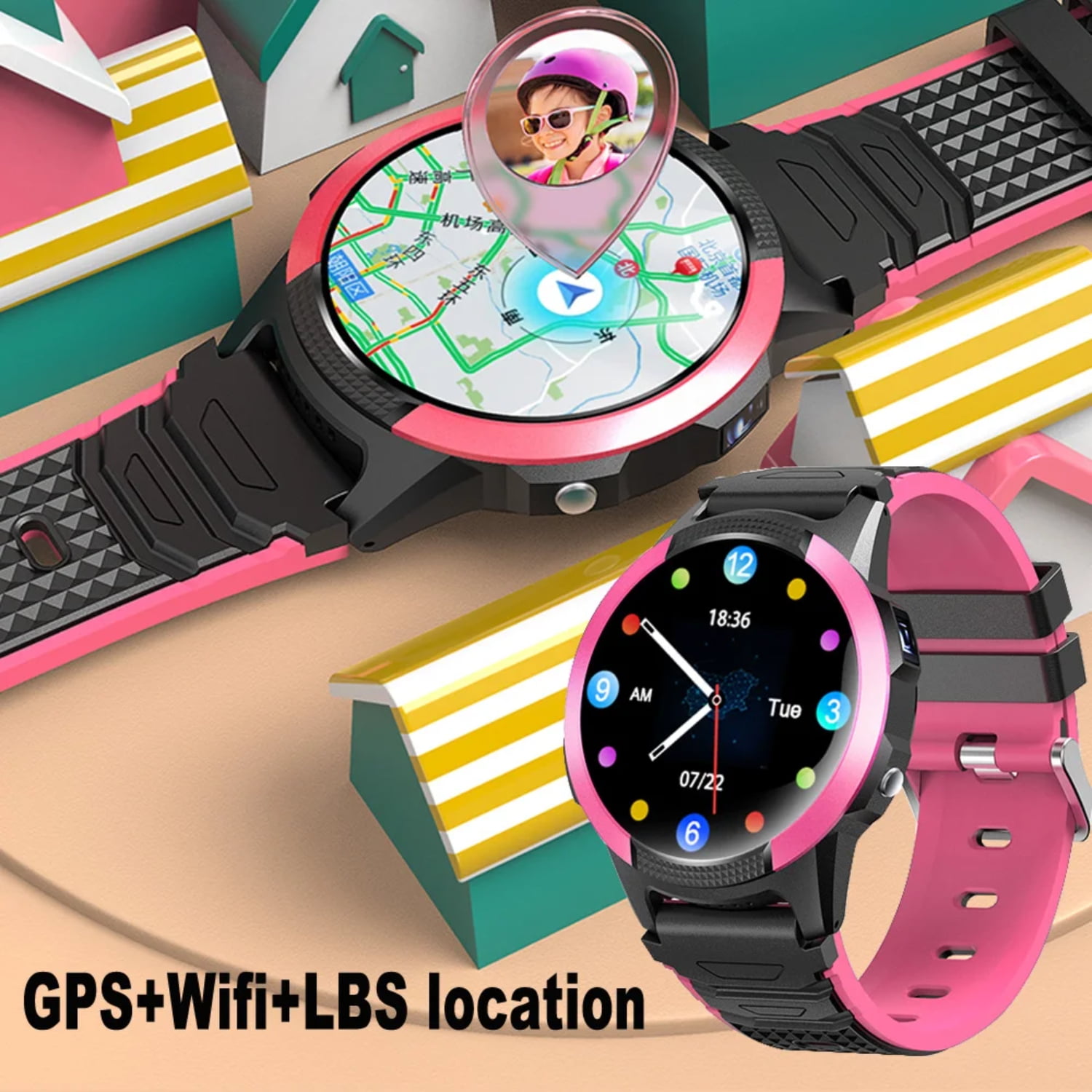 LNGHESM 4G Smart Watch GPS Locater Tracker Children Video Call Phone ...