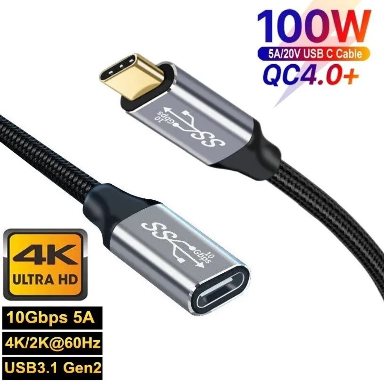 LNGHESM 5A Type C Male Female 90 Angle Cable USB C Extension Cable Fast ...
