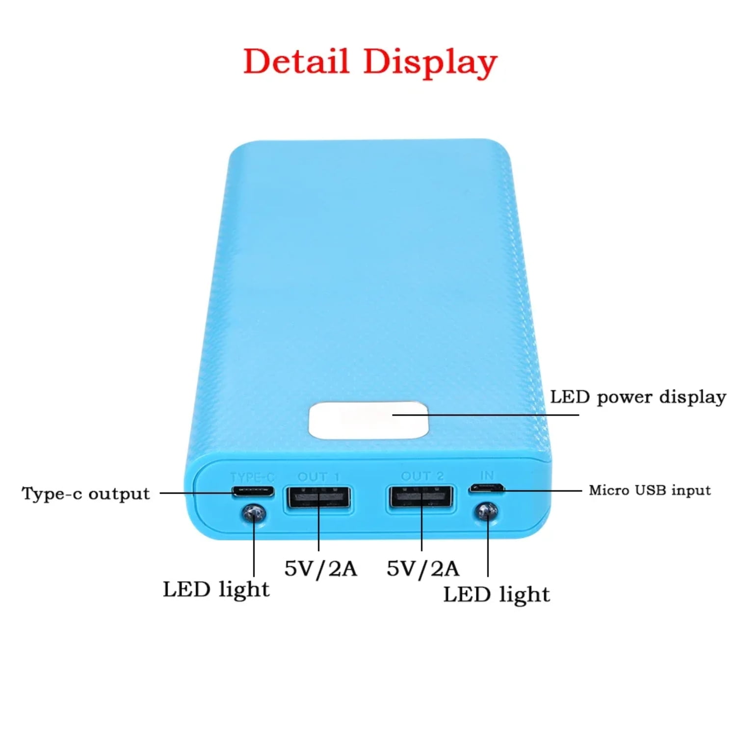 LNGHESM 5V 2A Battery Charge Box Shell Micro USB Type C Charging Phones ...