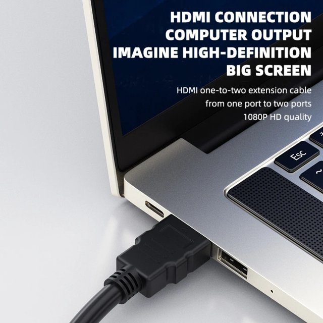 LNGHESM Computer Monitor Cable One in Two 30cm 1080P Splitter One Input ...