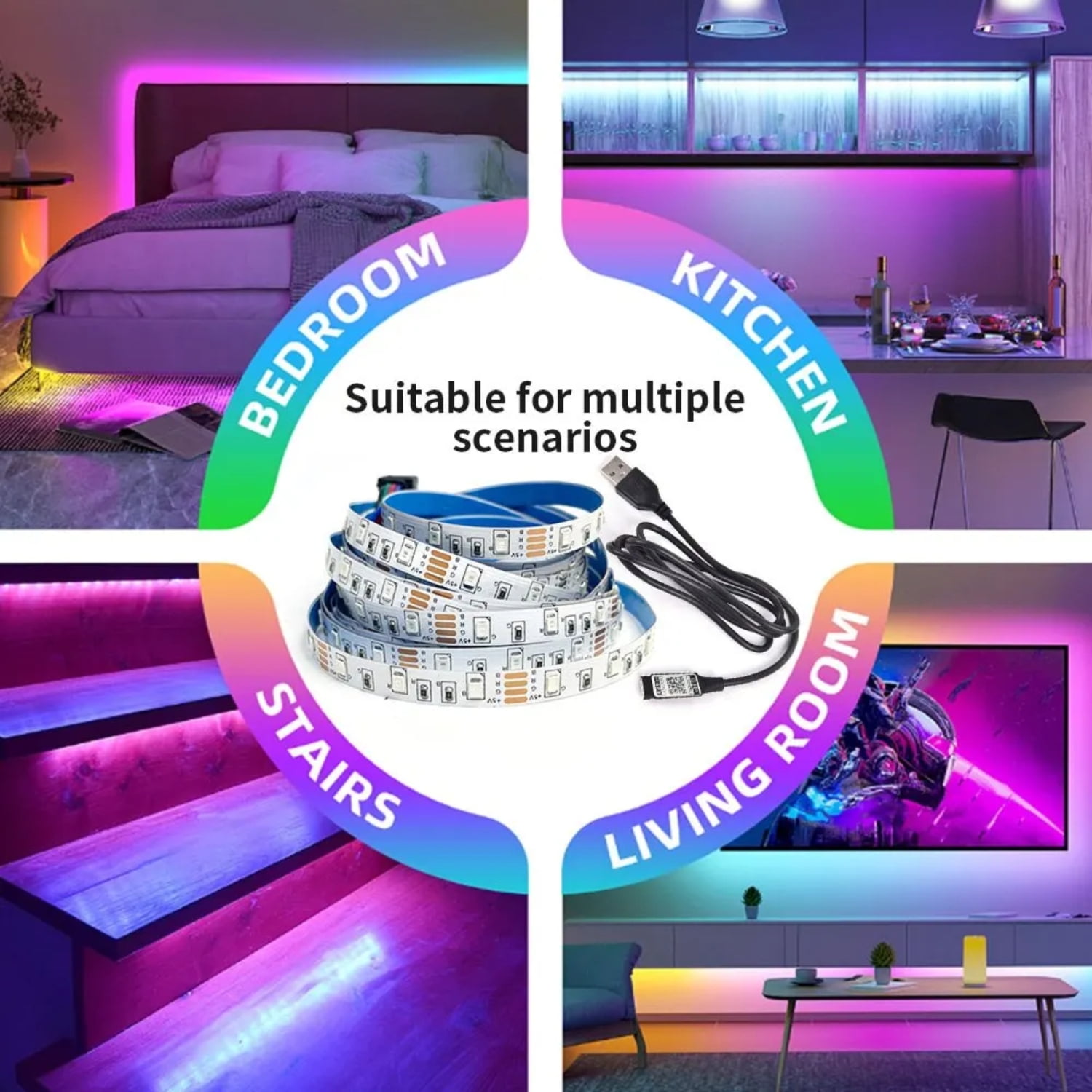 LNGHESM Controlled Smart RGB 2835 5V USB Bluetooth Led Strip Lights for ...