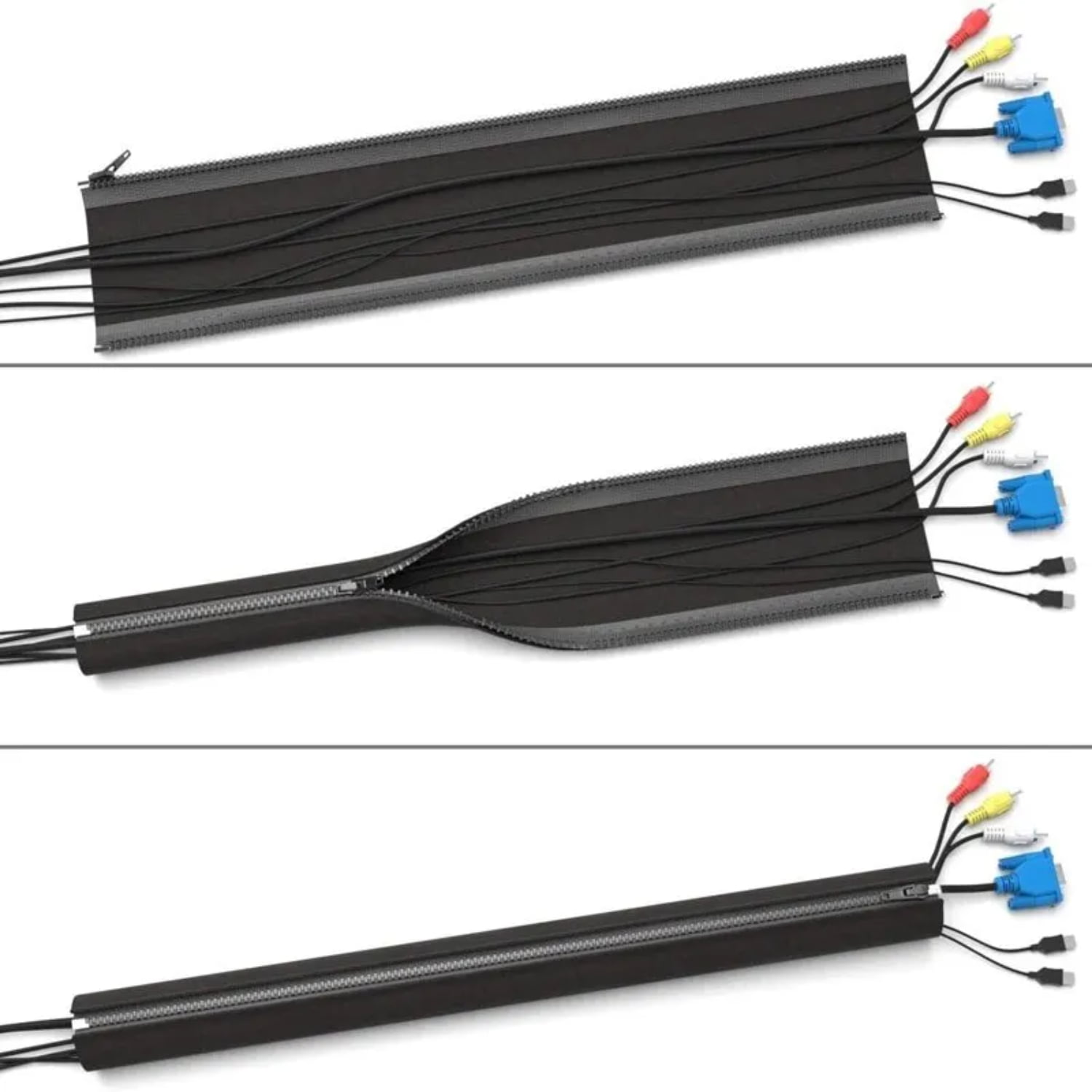 LNGHESM Neat and Tidy Cable Management Sleeve with Zipper for Office ...