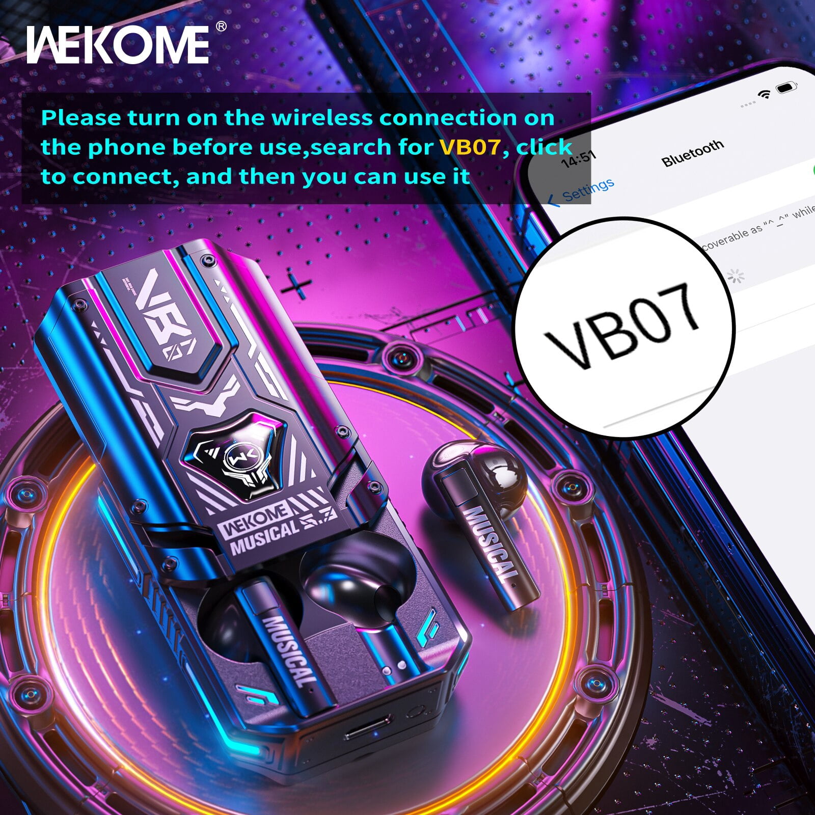 LNGHESM Wireless Bluetooth Earbuds Mecha Style Music Earphones Rail ...