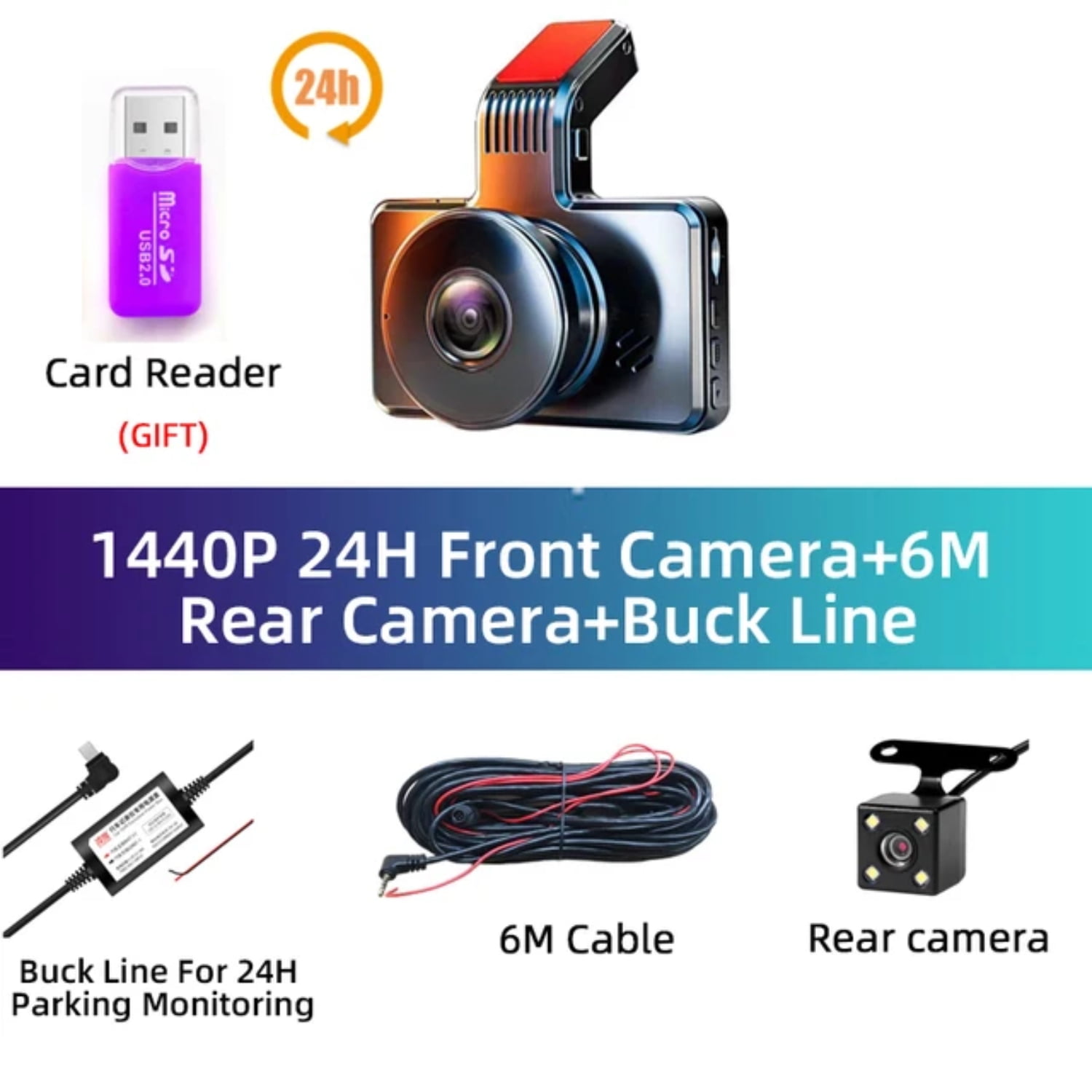 LNGKAI 4K Dual Lens Car DVR Front and Rear Camera Recorder Black Box ...