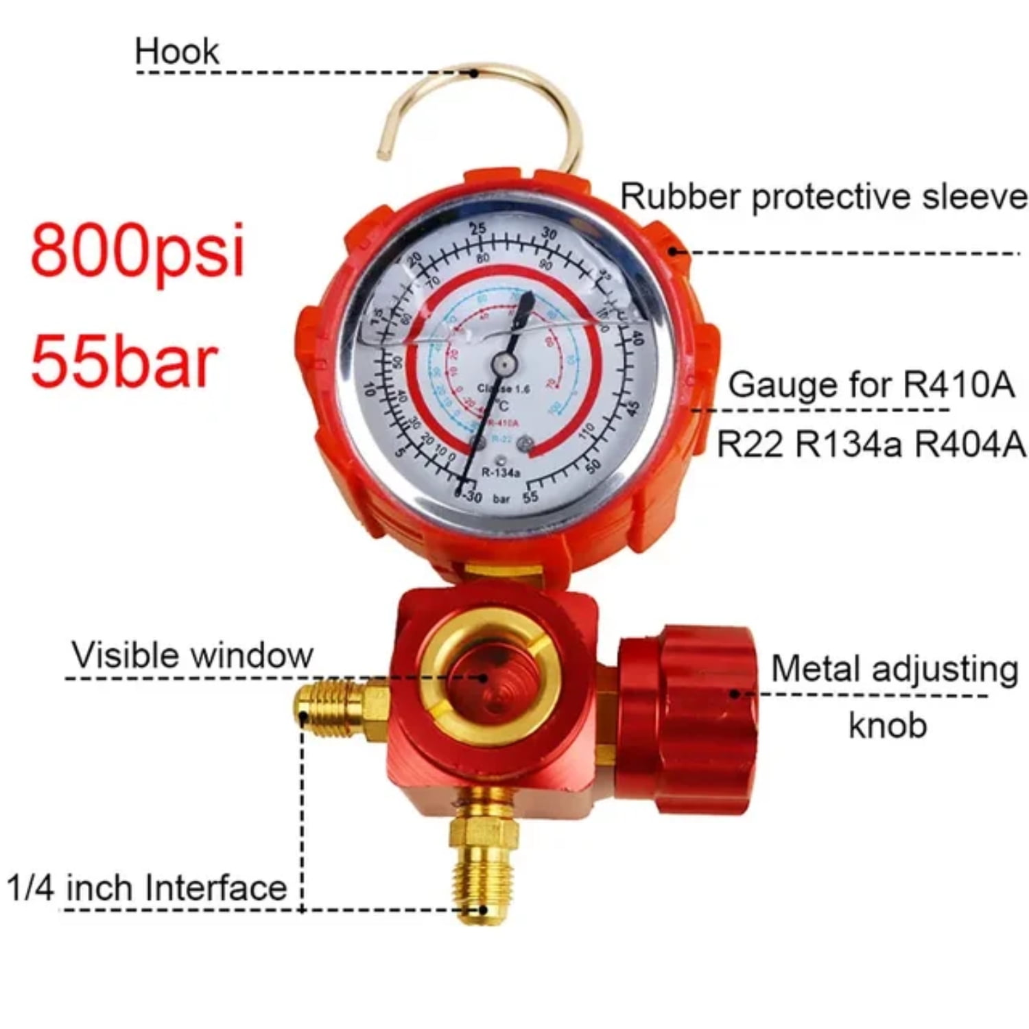 LNGKAI R410A R22 R134a R404A Air Condition Gauge Refrigerants Manifold Gauge Manometer Valve ...