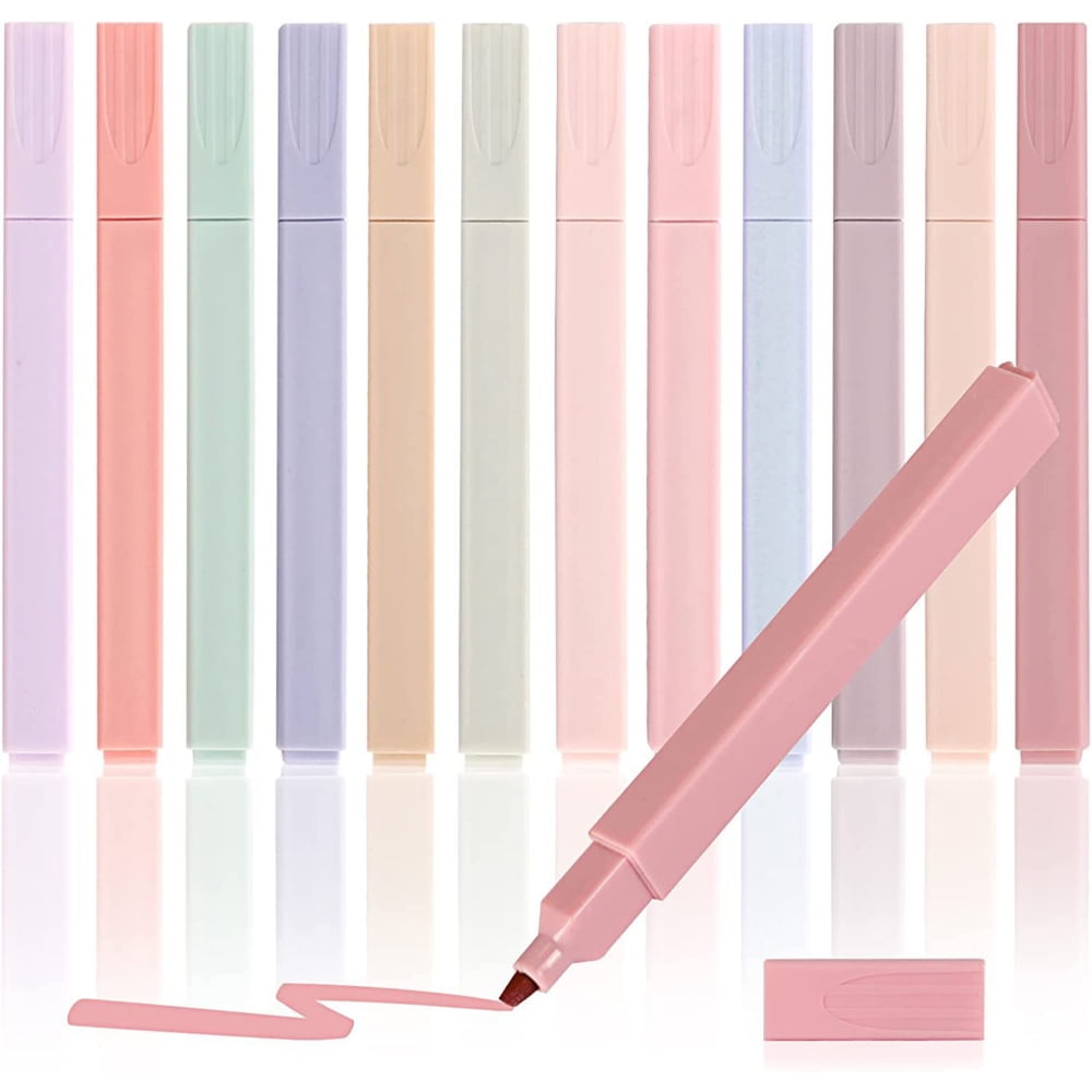 LNGOOR 12 Pcs Aesthetic Highlighters, Vintage Colors, No Bleed Bible ...