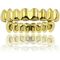 Saintda Real Mouth Diamond Tooth Grillz Set, Top & Bottom, Silver, AAA ...