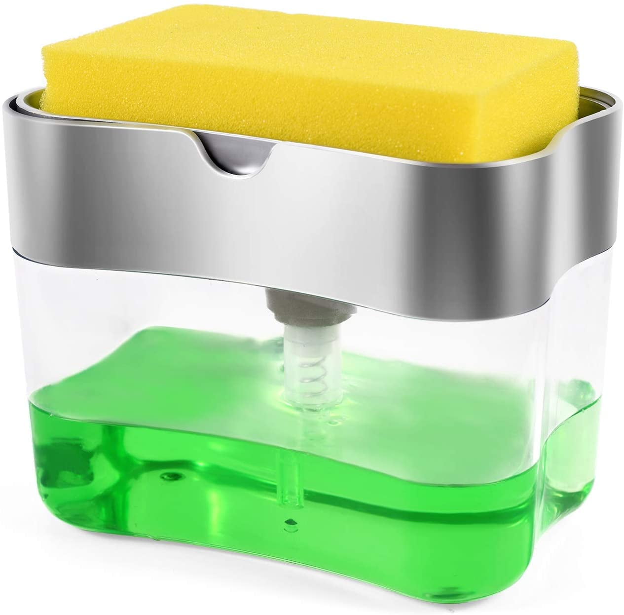LNGOOR 2-in-1 Multi-function Dishwashing Soap Dispenser Sponge Holder ...