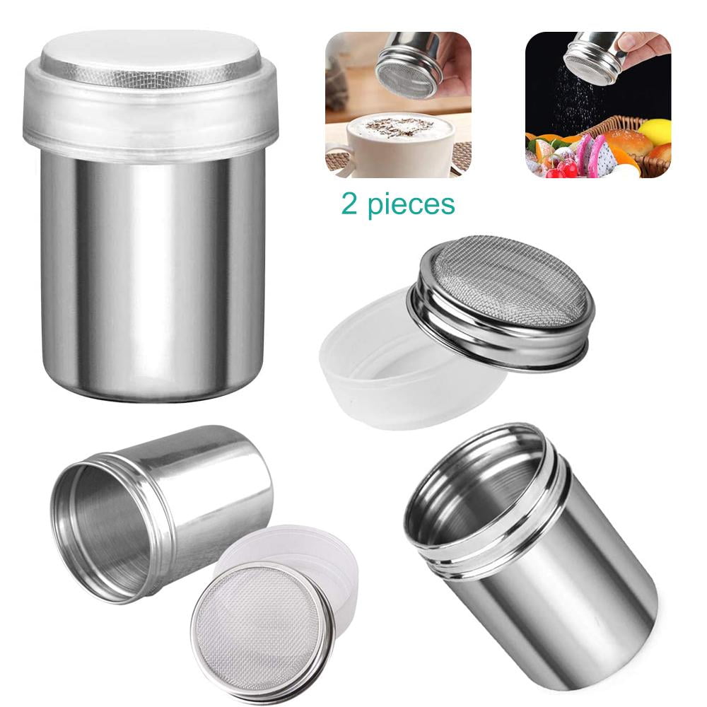 LNGOOR 2pcs Powder Shaker, Stainless Steel Fine Mesh Shaker with Lid ...