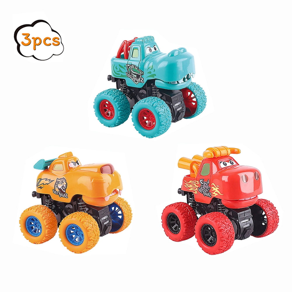 LNGOOR 3PCS Animal Inertia Double Side Stunt Car, Drive Off-Road Model ...