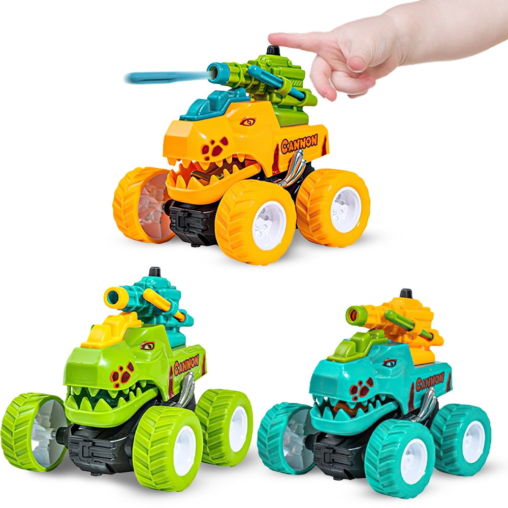 LNGOOR 3PCS Dinosaur Inertia Pull Back Cars Friction Powered Vehicles ...