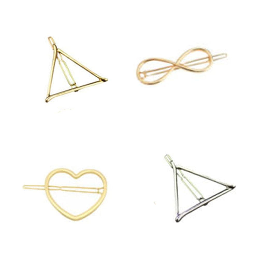 LNGOOR 4Pcs Gold Silvel Minimalism Hair Clips Triangle Heart Infinity ...