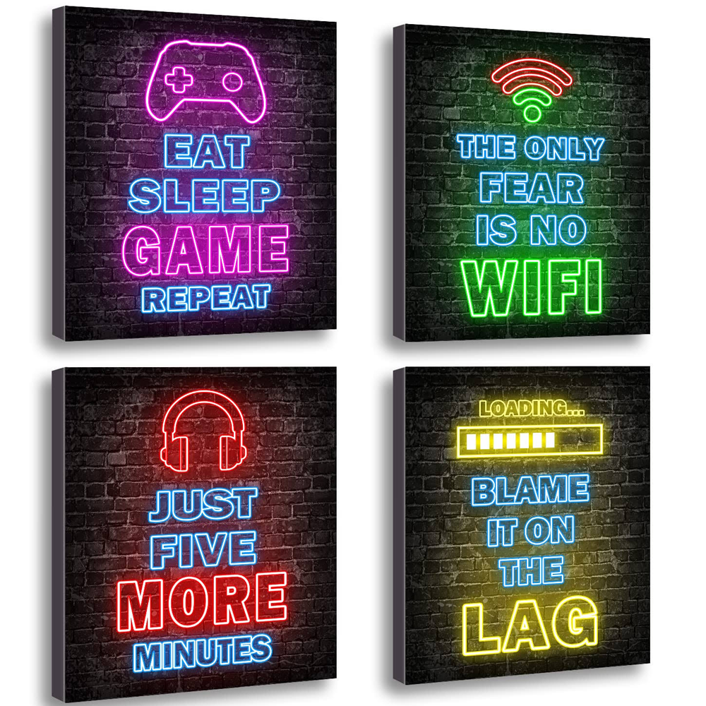 LNGOOR 4Pcs Video Gaming Posters Wall Art Set 12x16inch Retro Games ...