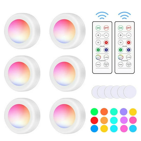 LNGOOR 6 Pack LED Remote Control Mini Night Light ,New 16-Color RGB ...