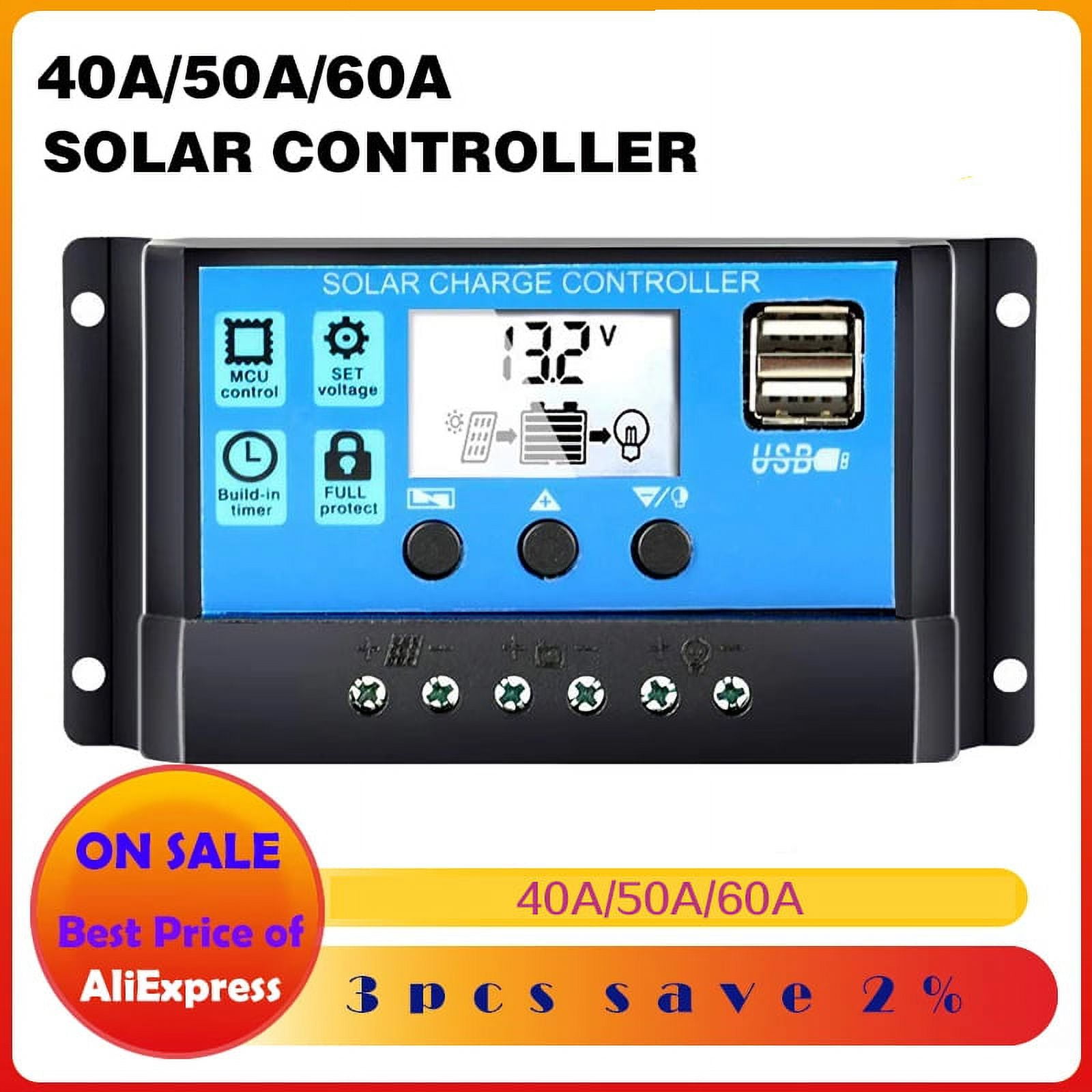 LNGOOR 60A Solar Charge Controller Solar Panel Battery Intelligent ...