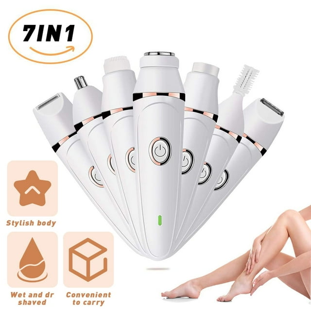 LNGOOR 7 in 1 Women Electric Razor Cordless Hair Removal Ladies Shaver ...