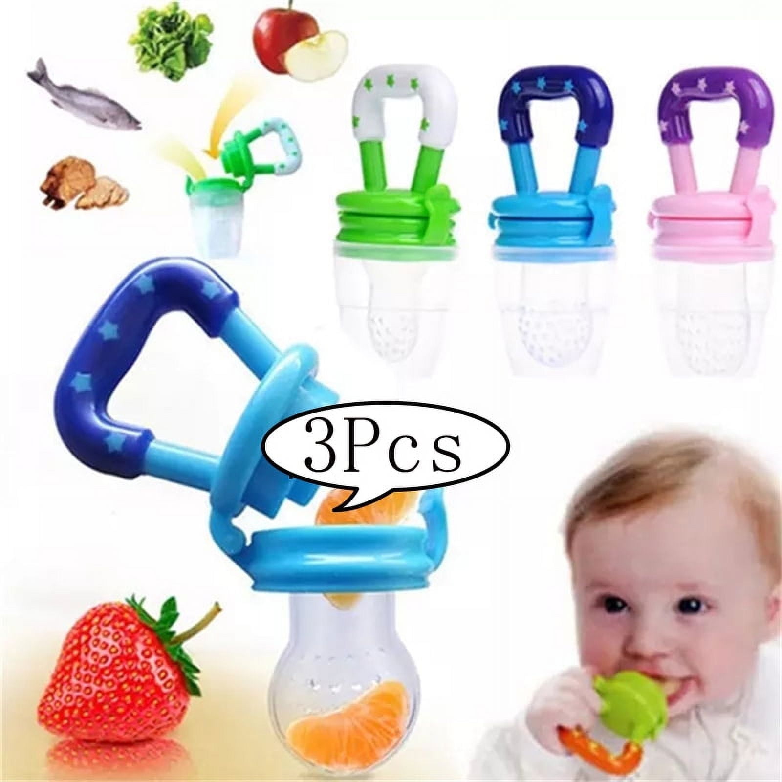 LNGOOR Baby Fresh Fruit Food Feeder Nibbler Pacifier (3 Pack) |Training ...