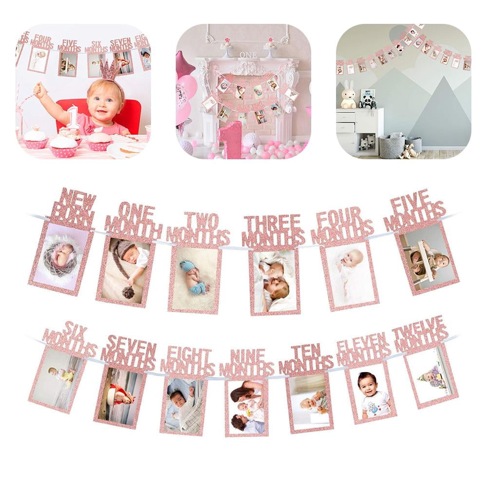 LNGOOR Baby Photo Banner, 1st Birthday Baby Photo Banner for Newborn to ...