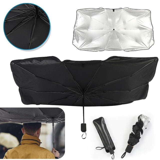 LNGOOR Car Windshield Sun Shade with Storage Pouch UV Rays and Heat Sun ...