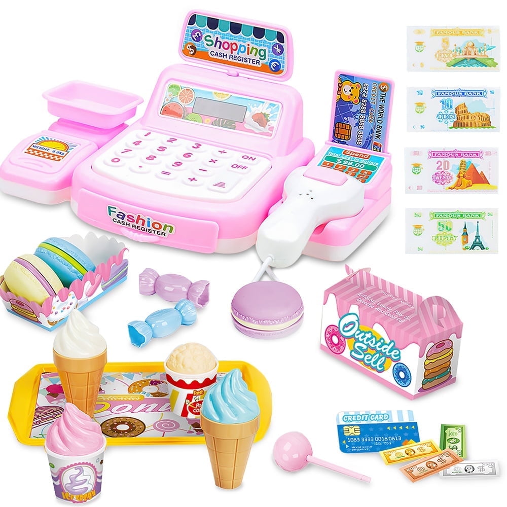 LNGOOR Children's Mini Supermarket Cash Register Family Toy Set ...