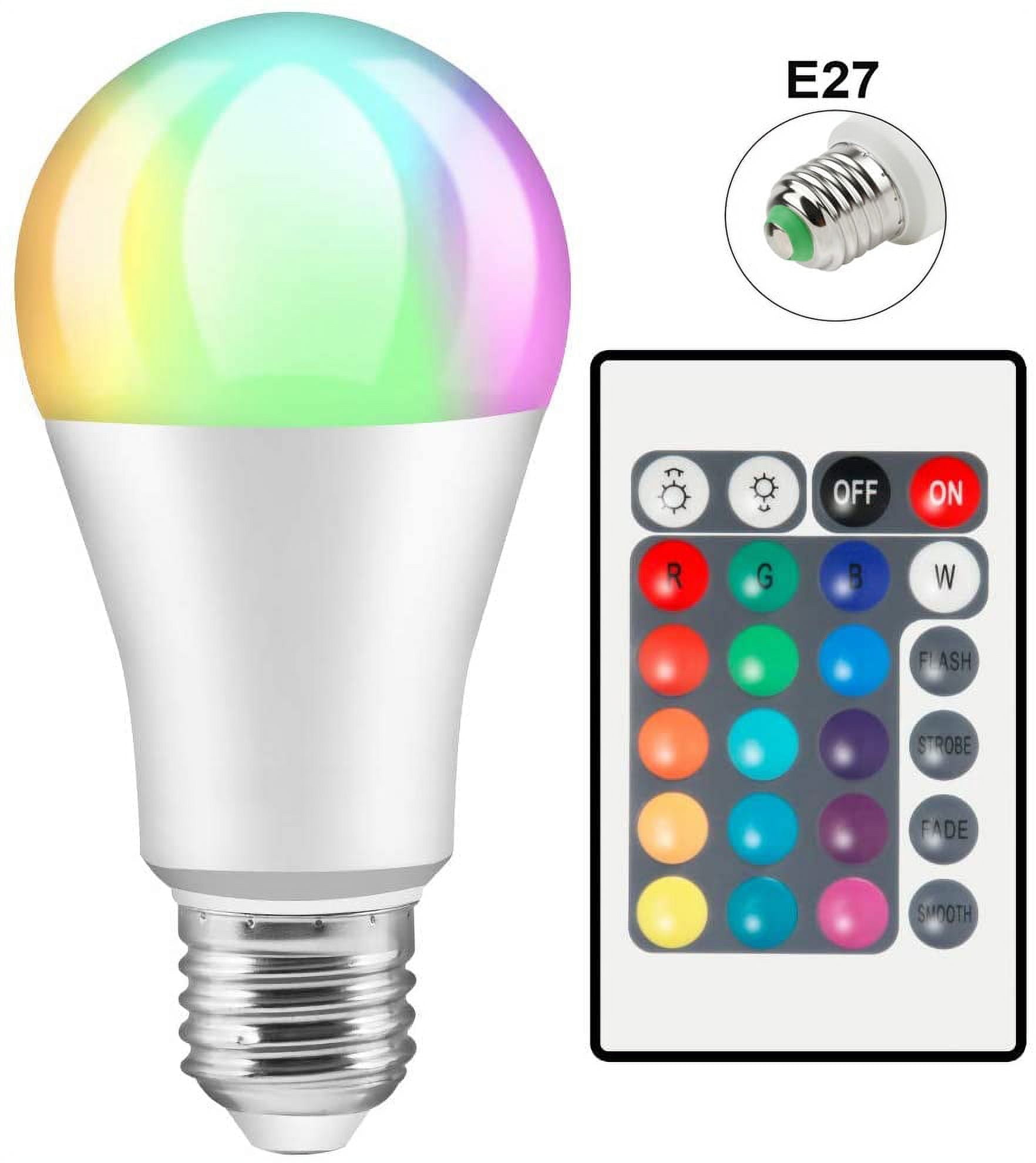LNGOOR E27 LED Colour Changing Light Bulbs with Remote Control, 5W RGBW ...