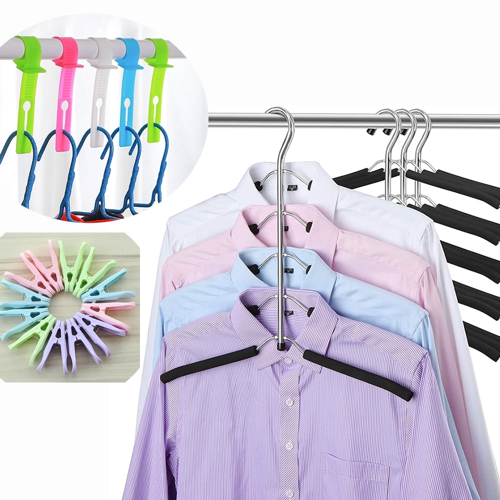 LNGOOR Multifunctional 5 in 1 Multi-layer Clothes Hanger Heavy Duty ...
