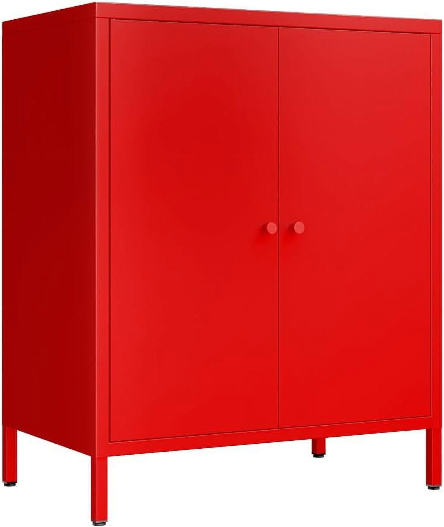 LNGZOE 2 Door Metal Locker Storage Cabinet with 1 Adjustable Shelves ...