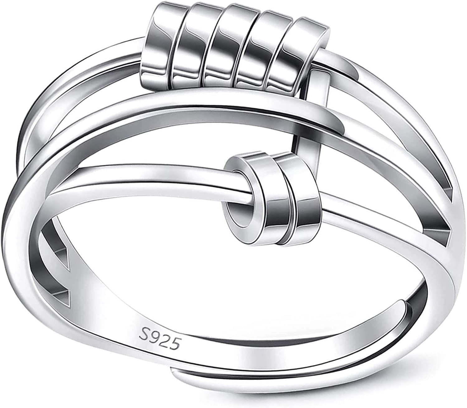 LNIEER 925 Sterling Silver Anti Anxiety Ring for Women Men Anxiety ...