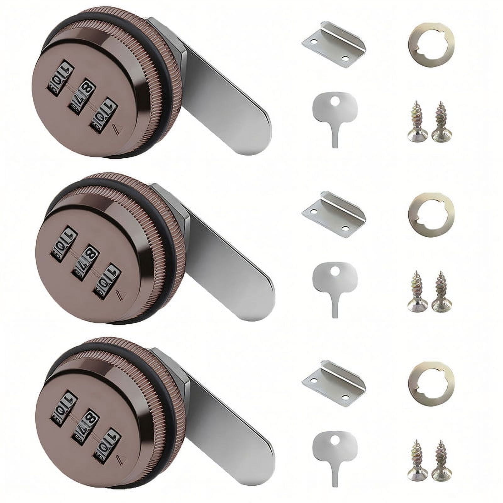 LNJBABAO 3 Pcs Security 3-Dial Combination Cabinet Lock for Door ...
