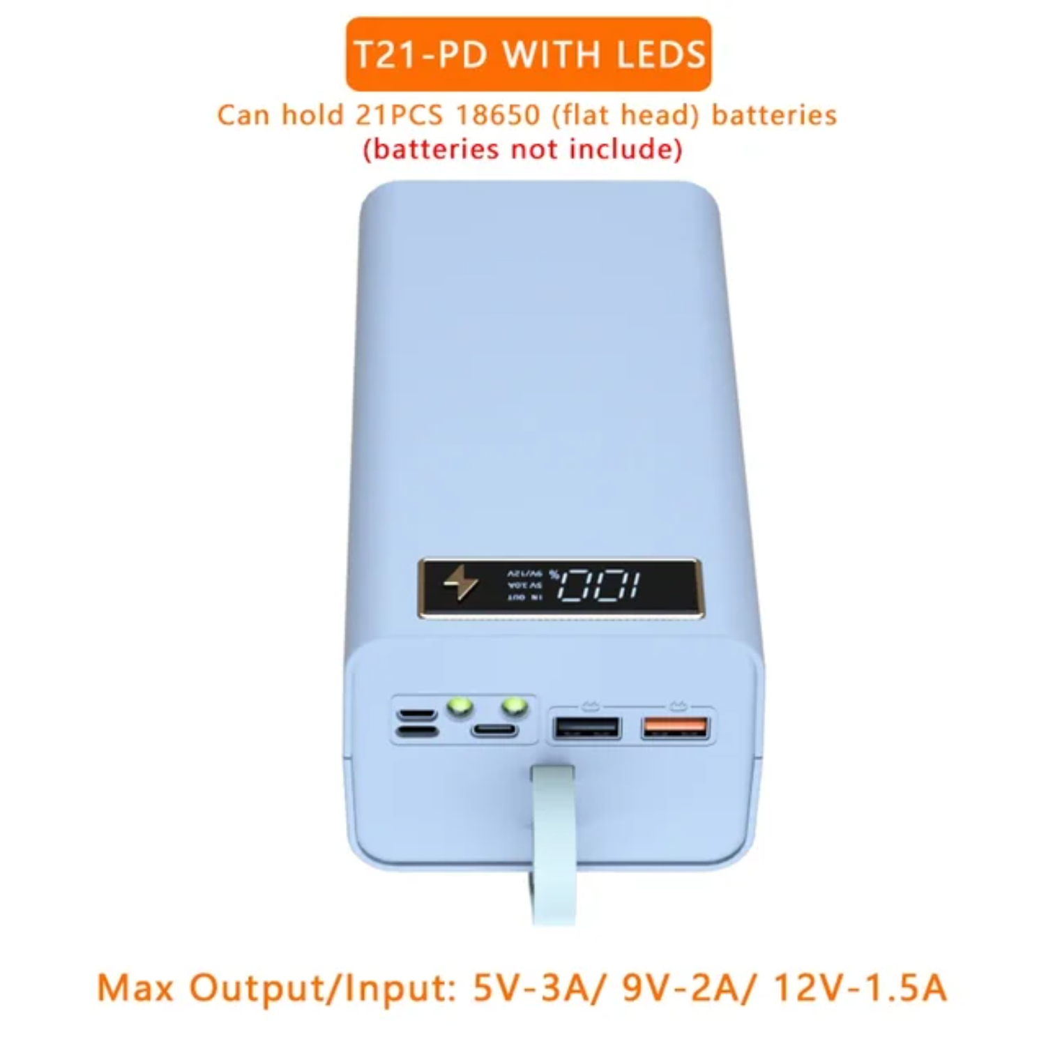 LNJLAN 15W Wireless Fast Charge 21*18650 Powerbank Case PD3.0 QC4.0 ...