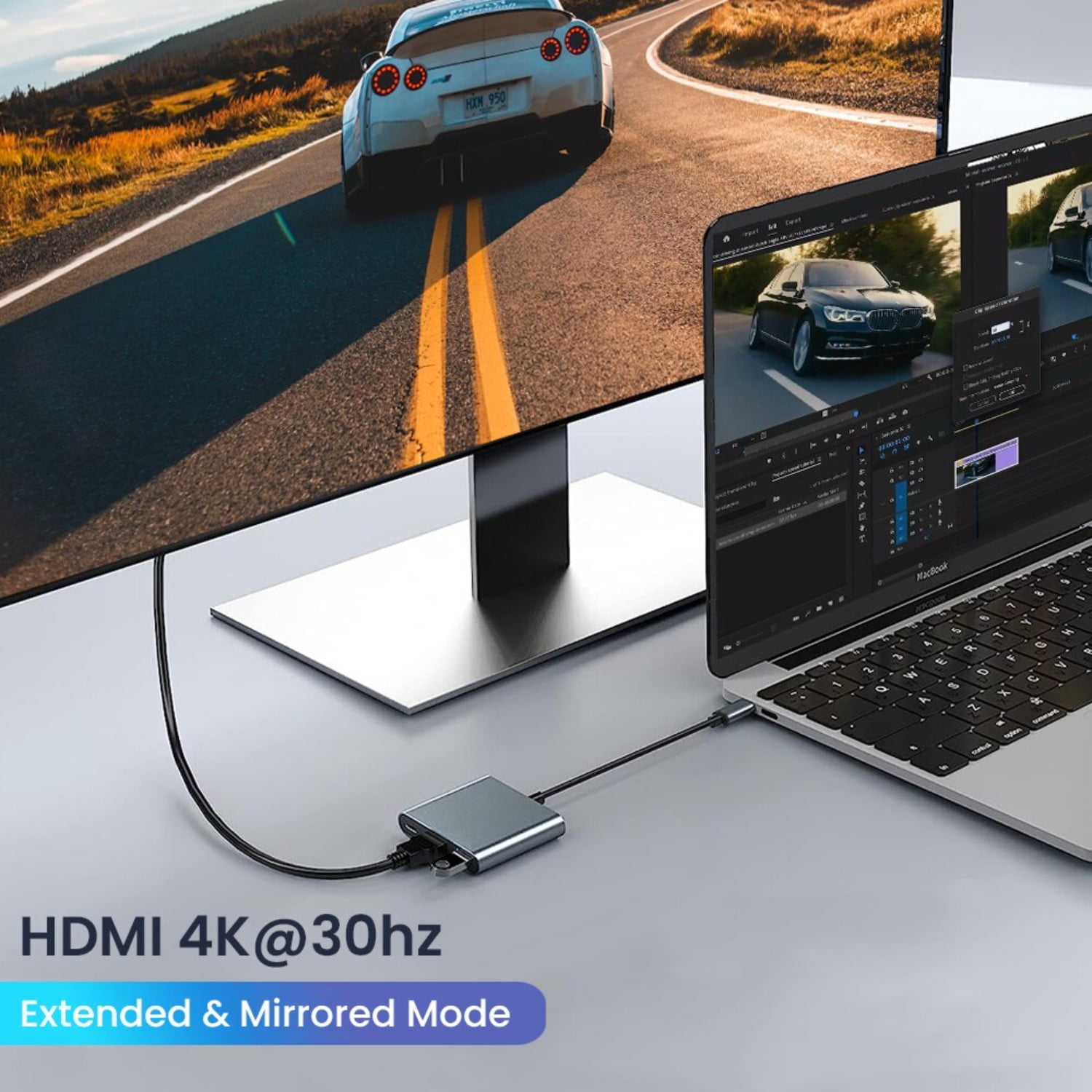 LNJLAN 3-in-1 USB C Hub with 60W Type C Power Delivery 4K Square Portable Adapter Multiple Port ...