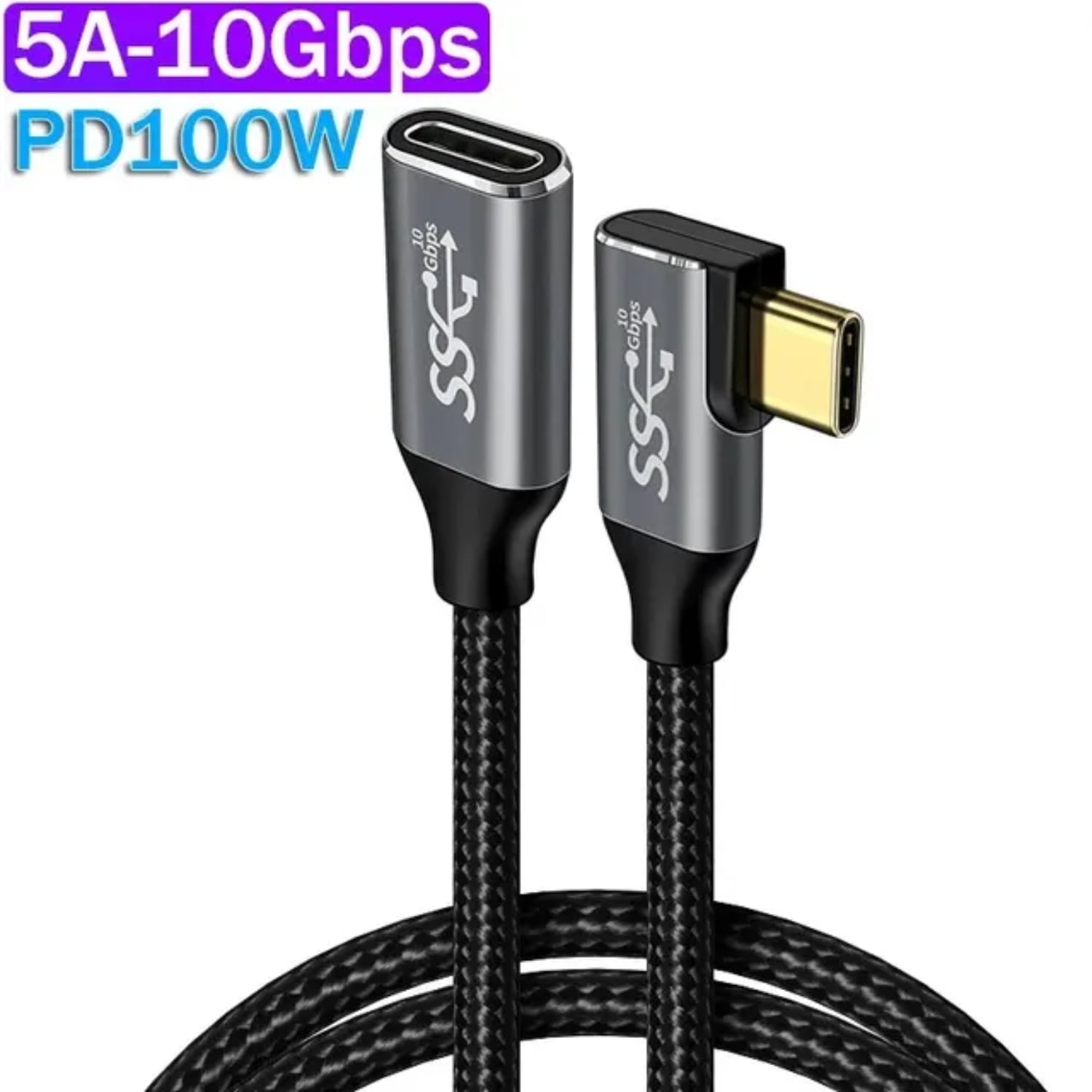 LNJLAN 5A Type C Male Female 90 Angle Cable USB C Extension Cable Fast ...
