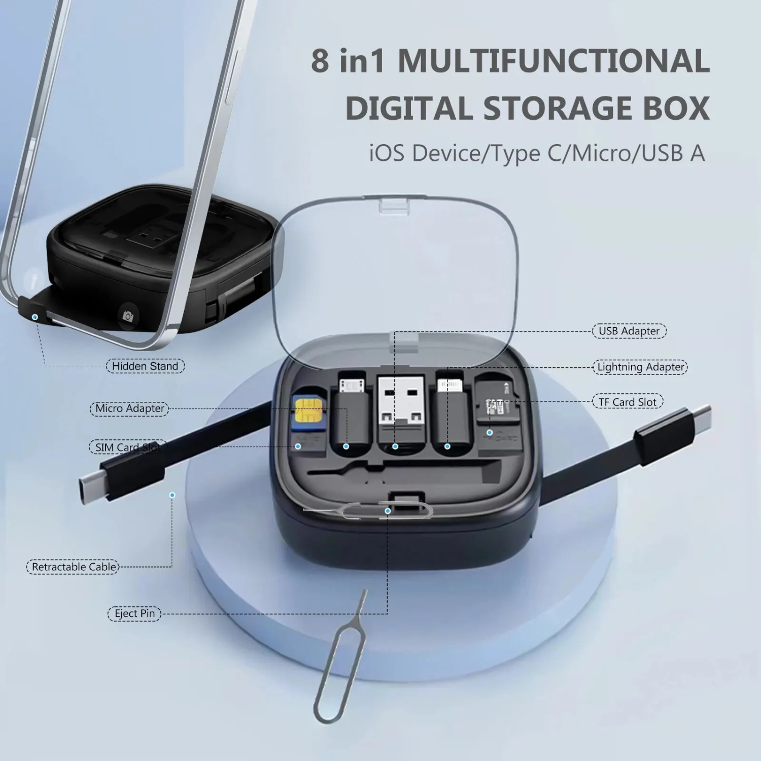 LNJLAN 8 In1 60W Fast Charger Cable Adapter Kit USB-C to Micro/USB A ...