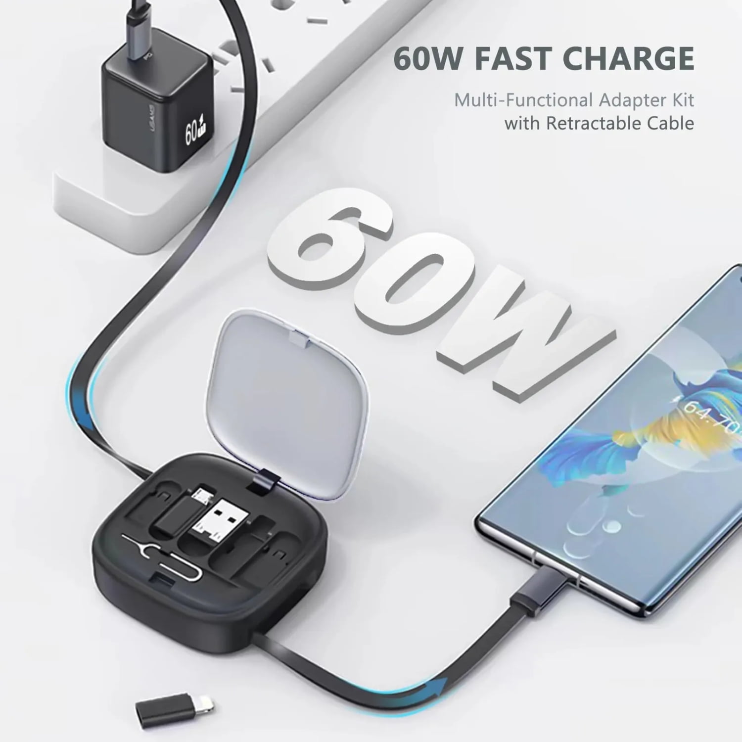 LNJLAN 8 In1 60W Fast Charger Cable Adapter Kit USB-C to Micro/USB A ...