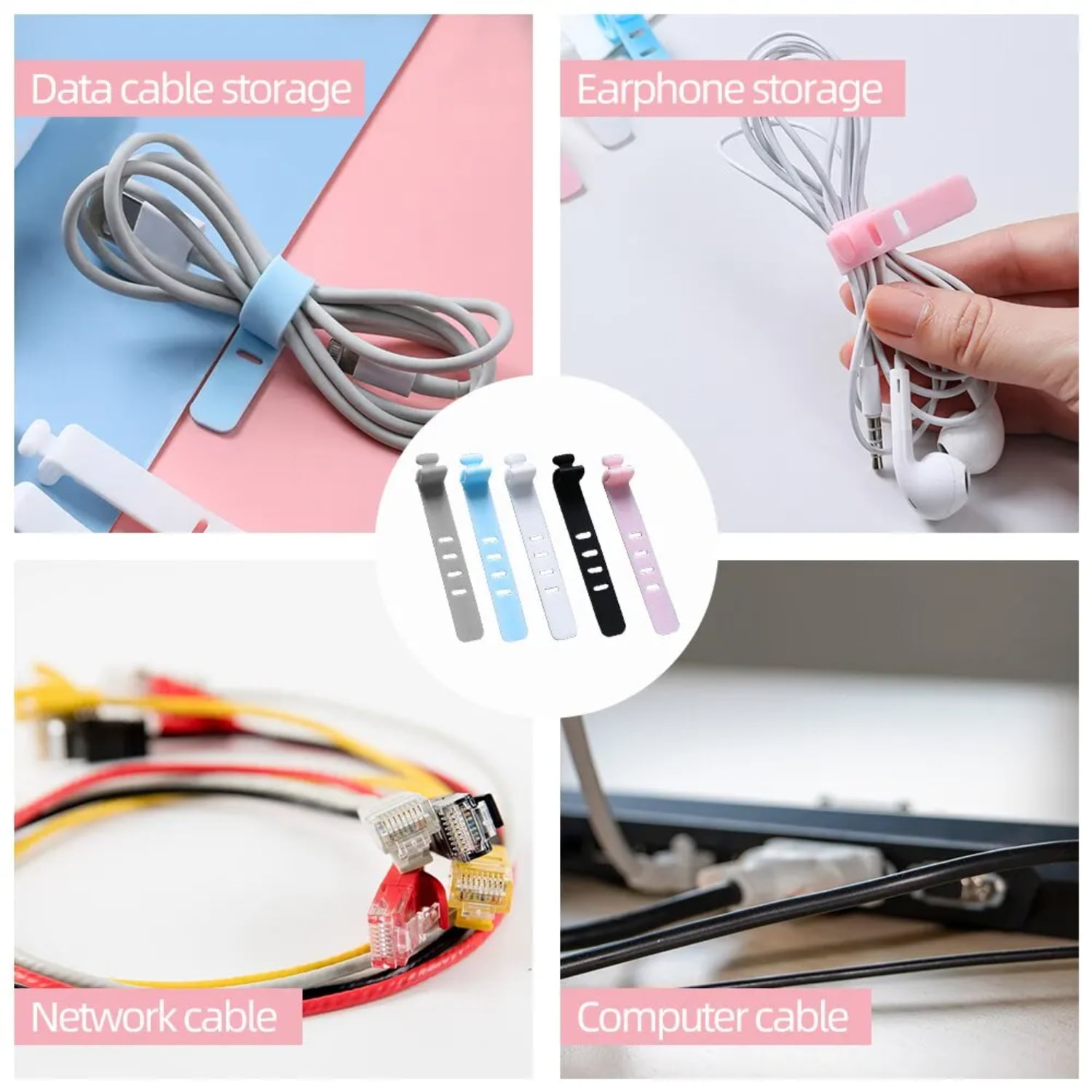 LNJLAN Cable Holder Free: 10 Pieces of Fastening Straps - Cord ...