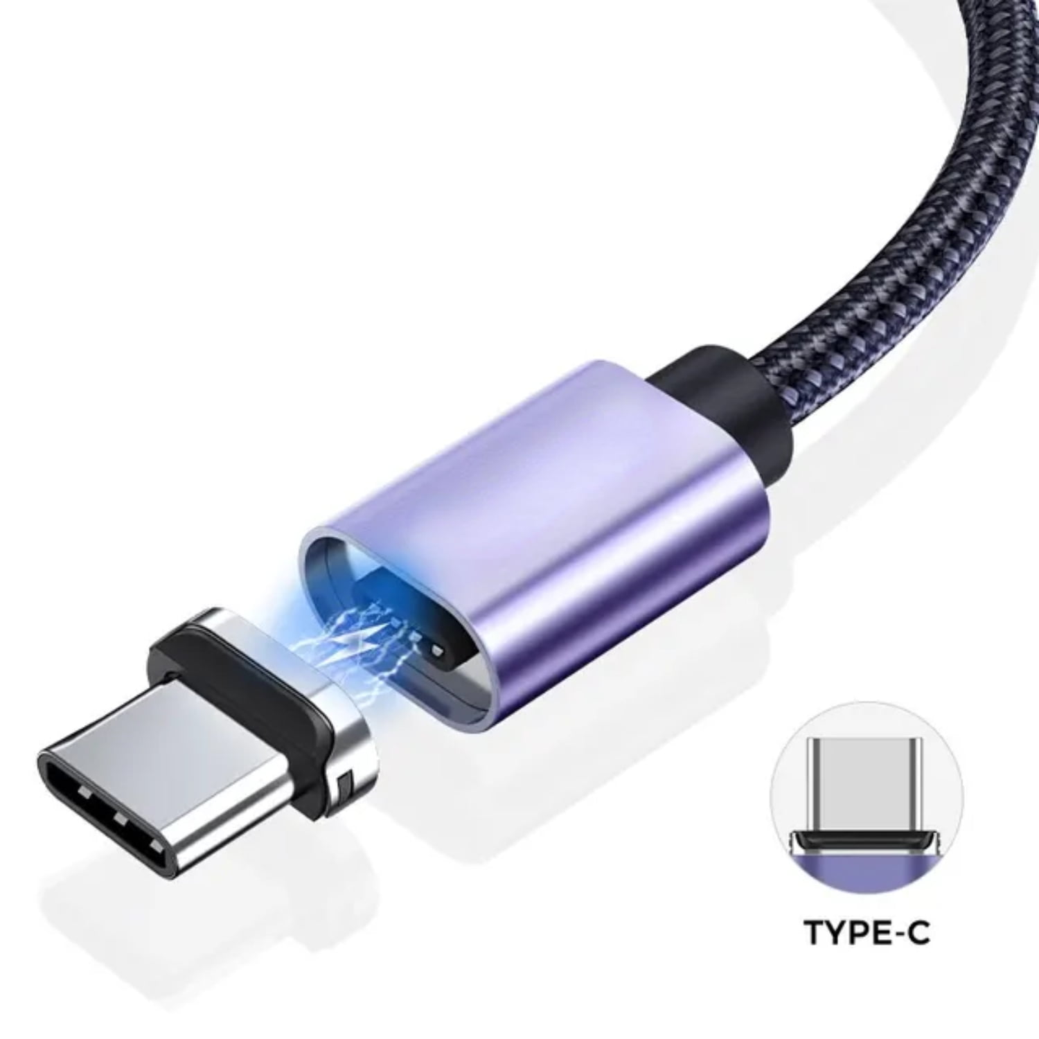 LNJLAN Charging Cable 3A Micro USB Type C Cable with Led Light Magnet ...
