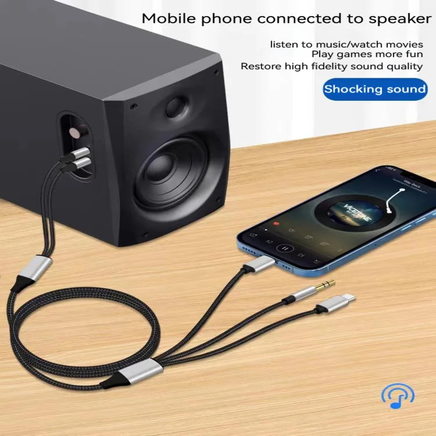 LNJLAN Digital Audio Cable One In Two Typec Lightning Android 3.5mm Connecting Dual 6.35 ...