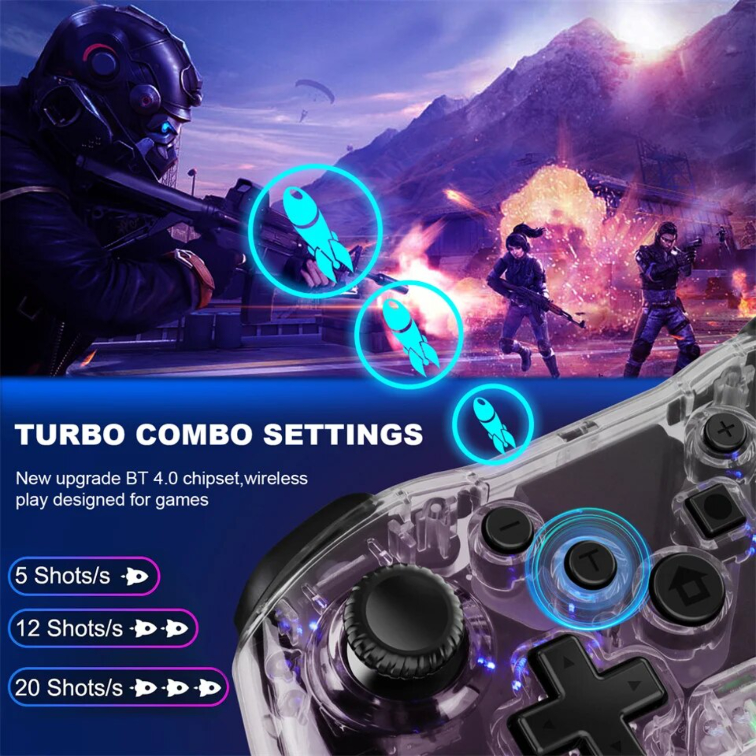 LNJLAN GAMINJA MG35 Wireless Gamepad RGB Light Bluetooth Controller PS3 Smart Phone Joystick ...