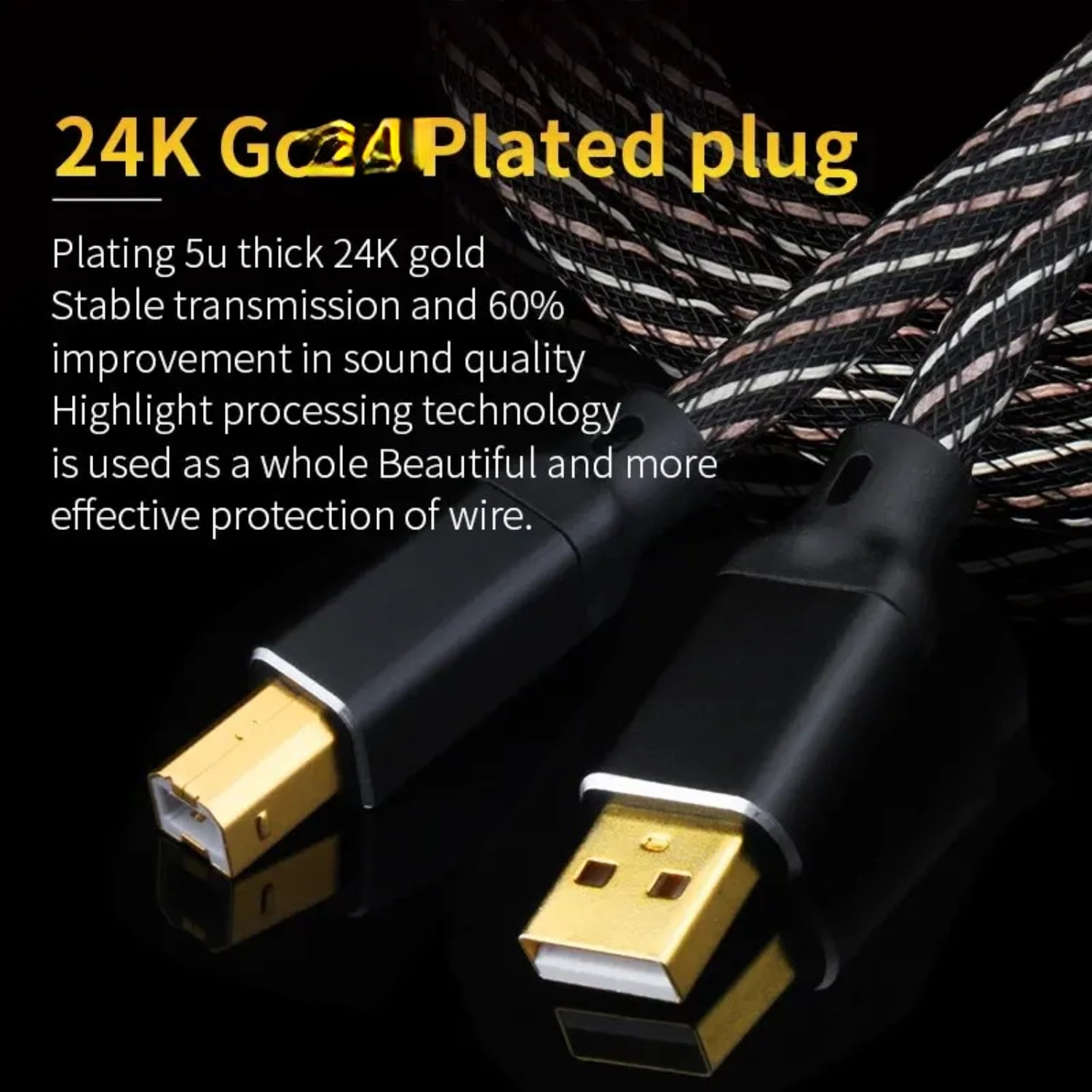 LNJLAN HIFI USB OTG Cable USB Type A to B USB Cable 6N OFC Type C to B ...