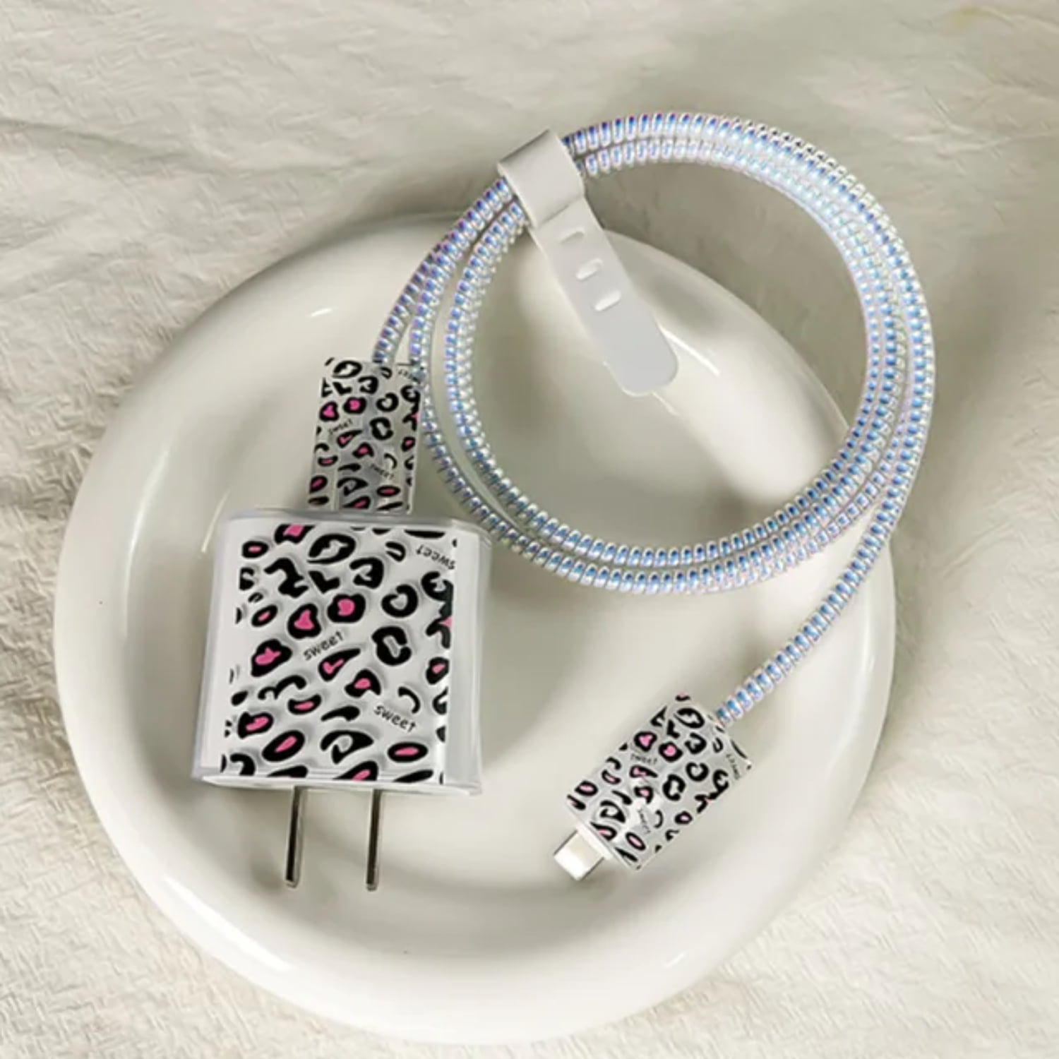LNJLAN Leopard Print 5PCS Cable Management Phone Wire Cord Organizers ...