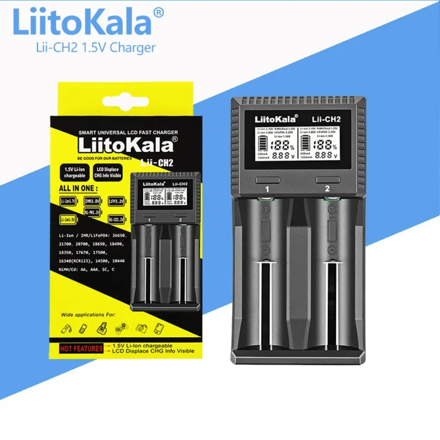 LNJLAN Lii-CH2 1.5V AA AAA Li-ion Rechargeable Lithium Batteries Smart ...