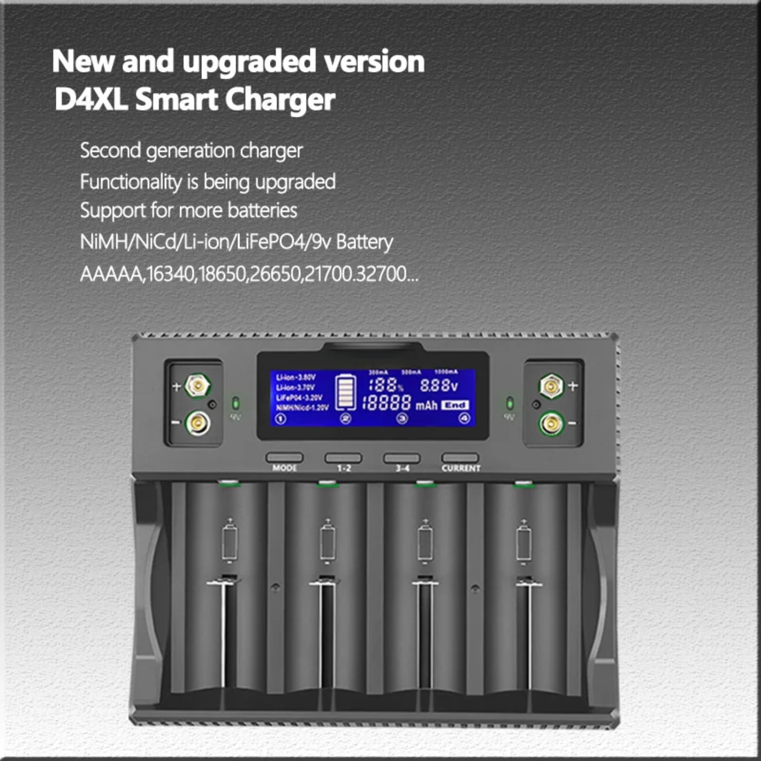 LNJLAN Lii-D4XL 21700 Battery Charger For 18650 18350 26650 16340 14500 ...