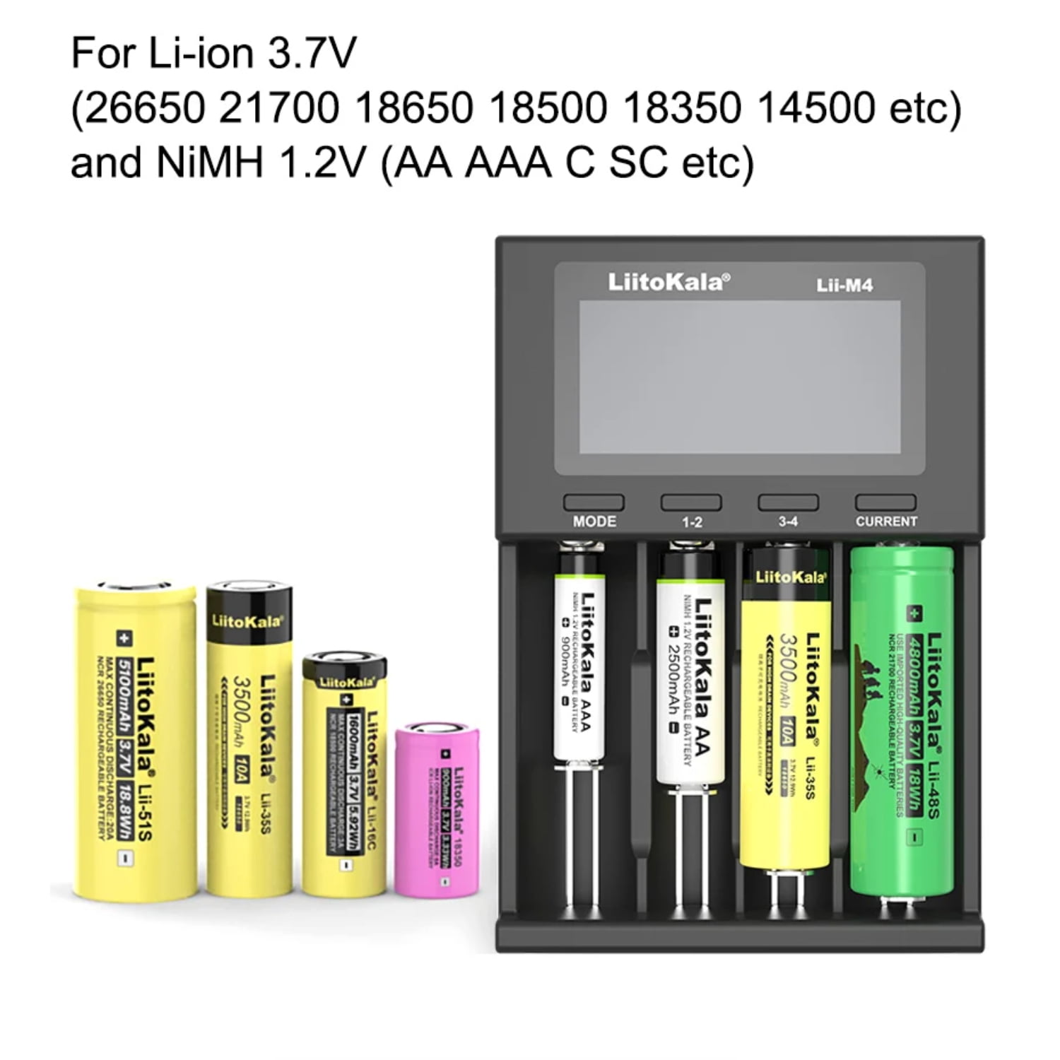 LNJLAN Lii-M4 18650 Charger LCD Display Smart Charger Test Capacity ...