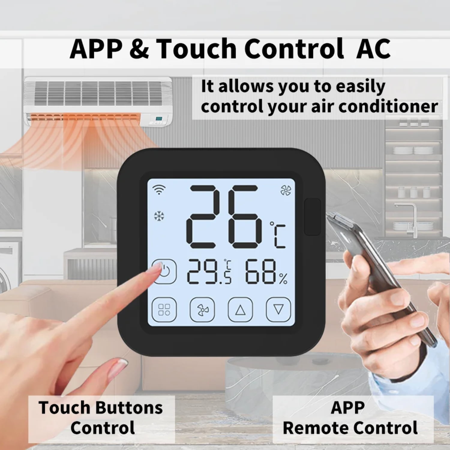 LNJLAN Smart AC Controller Thremostat Built-in Temperature Humidity ...